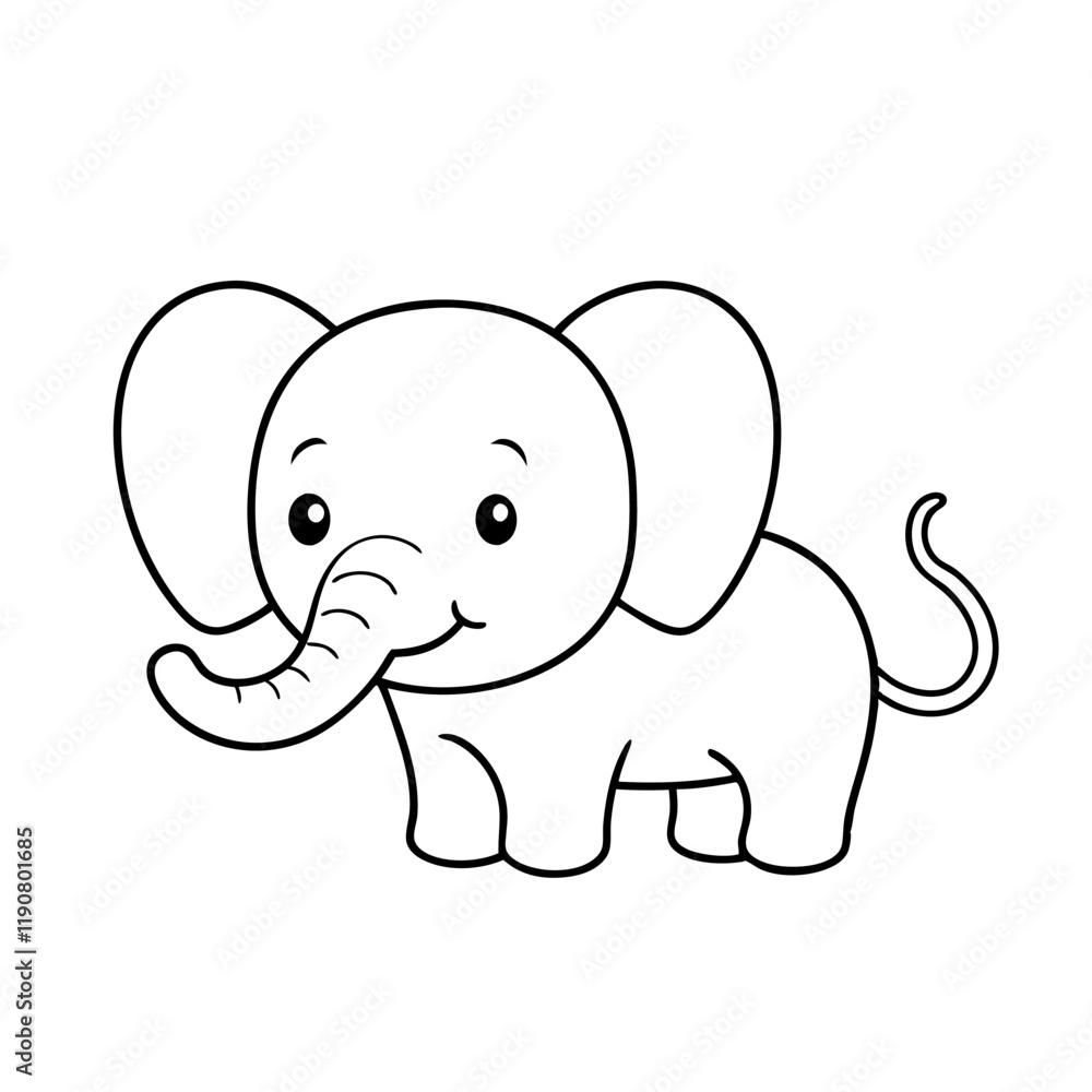 Elephant cartoon line art for children coloring book. coloring page of ...