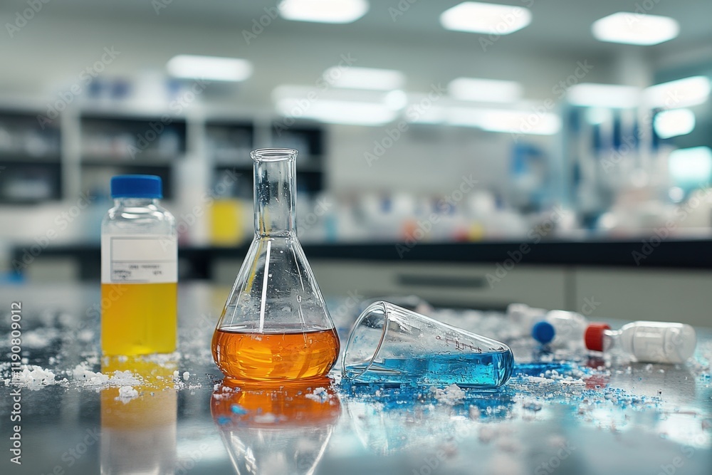 Toxic laboratory incident broken beaker and tox standard science lab ...