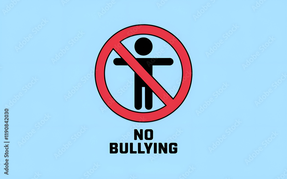 No Bullying - Minimalist Poster with Red Stop Sign and Stick Figure ...