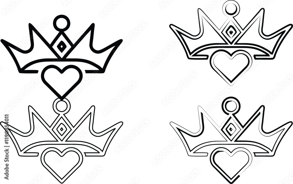 Black and white geometric crowns, abstract diamond shapes, minimalist ...