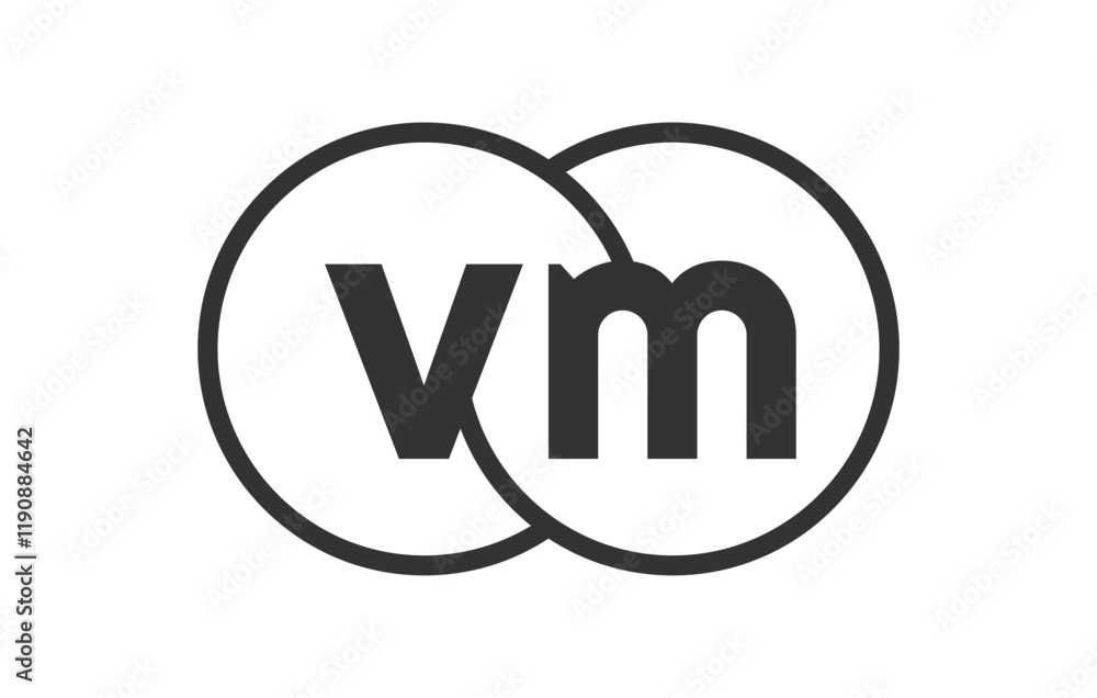 VM business company emblem with outline rounds and letters v m. Logo ...