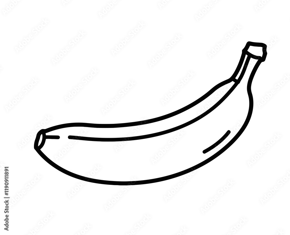 Banana outline clipart. A simple black and white outline of a banana ...