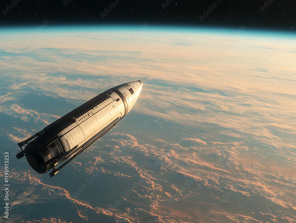 colony ship orbits super Earth, highlighting space exploration Stock ...