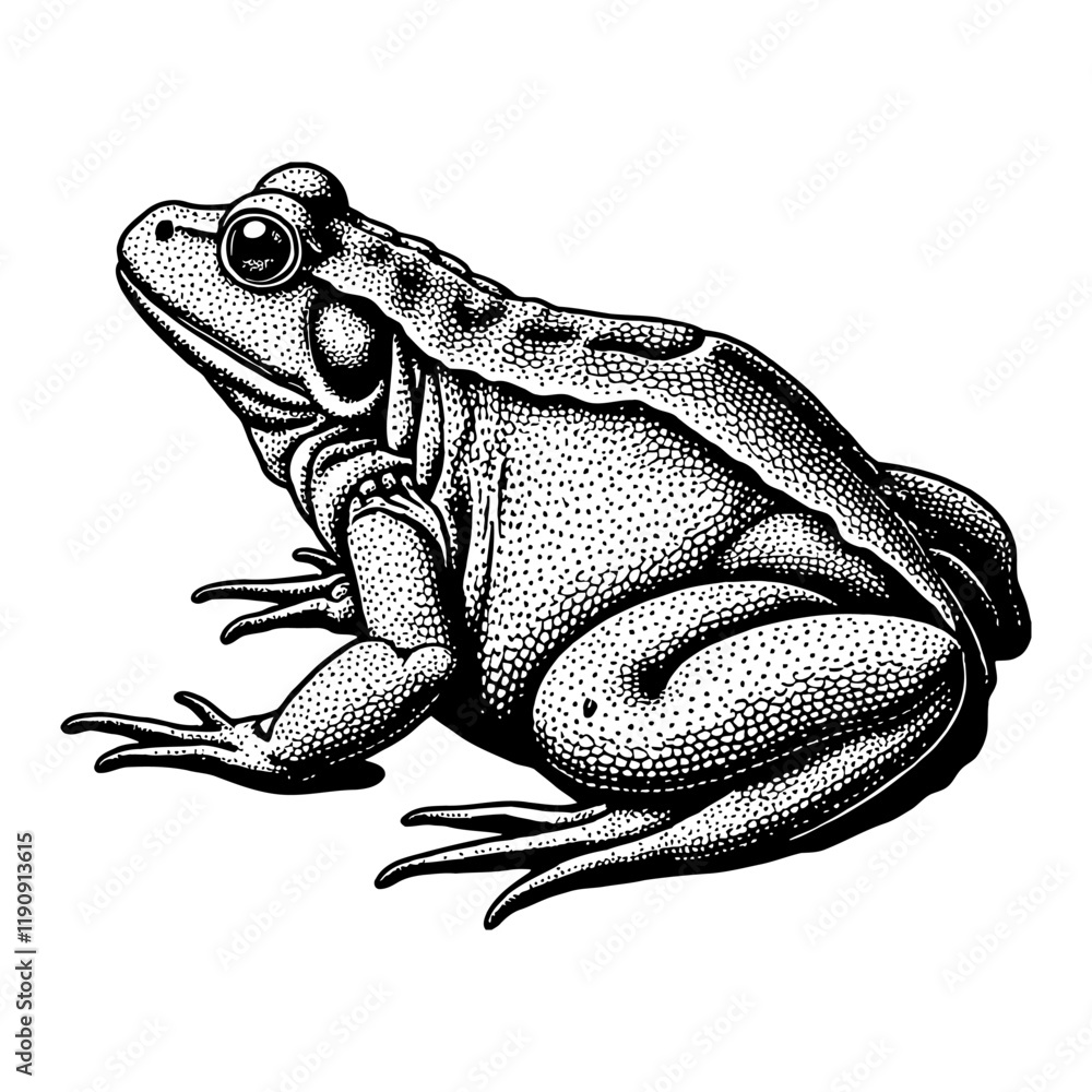 Detailed Cane Toad Black and White Outline Line Art Drawing with ...