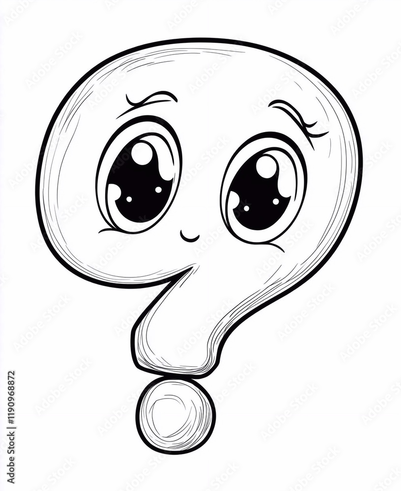 coloring pages for children 4-6 years old with kawaii Question Mark ...