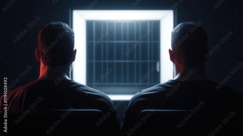 Guards monitoring prison inmates from a control room, emphasizing ...