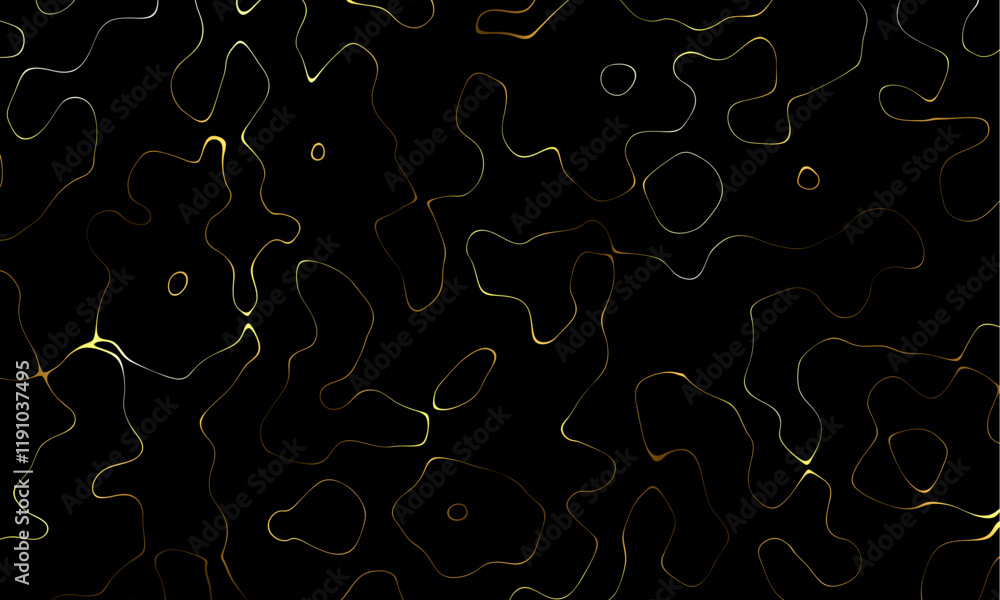 Luxury gold abstract line art background vector. Mountain topographic map background with golden ...