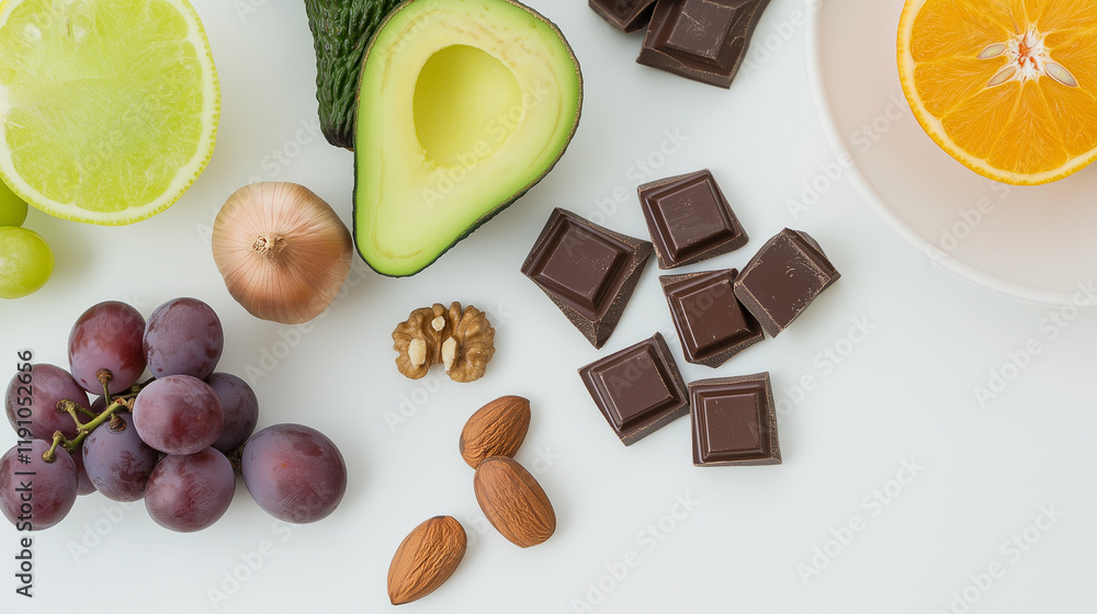 Stylized palm leaves in flat design on a green and beige website background, creating a ...