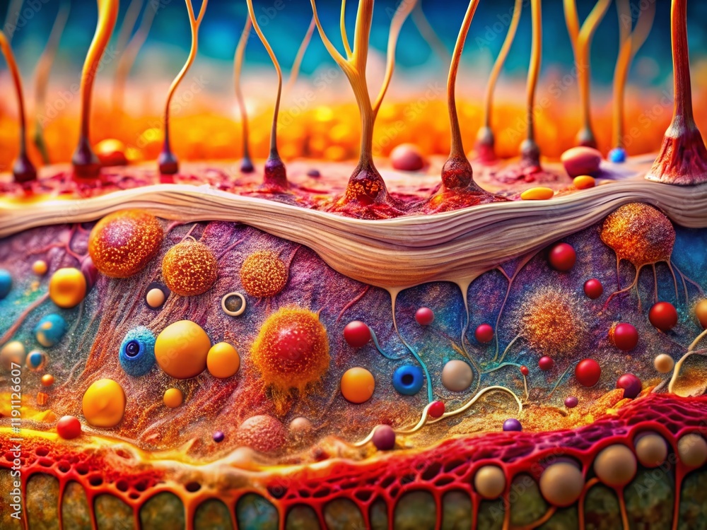 Microscopic Skin Anatomy: Layers & Structures, Detailed High-Resolution ...