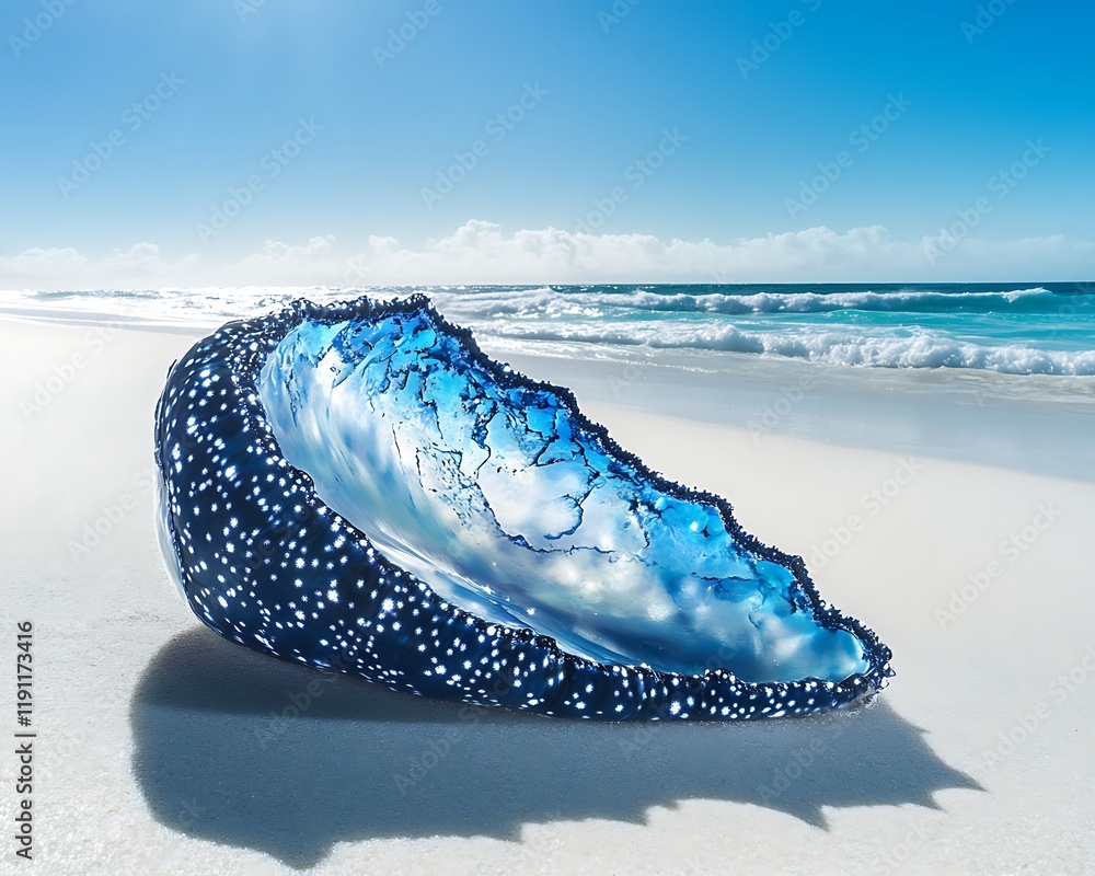 Striking Portuguese man o' war glistening under sunlight on pristine ...