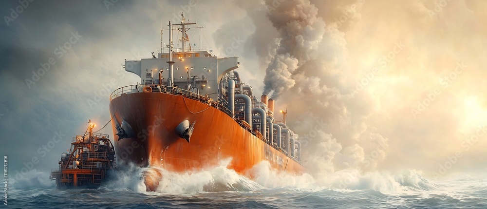 Colossal offshore oil tanker docking at a floating storage and ...