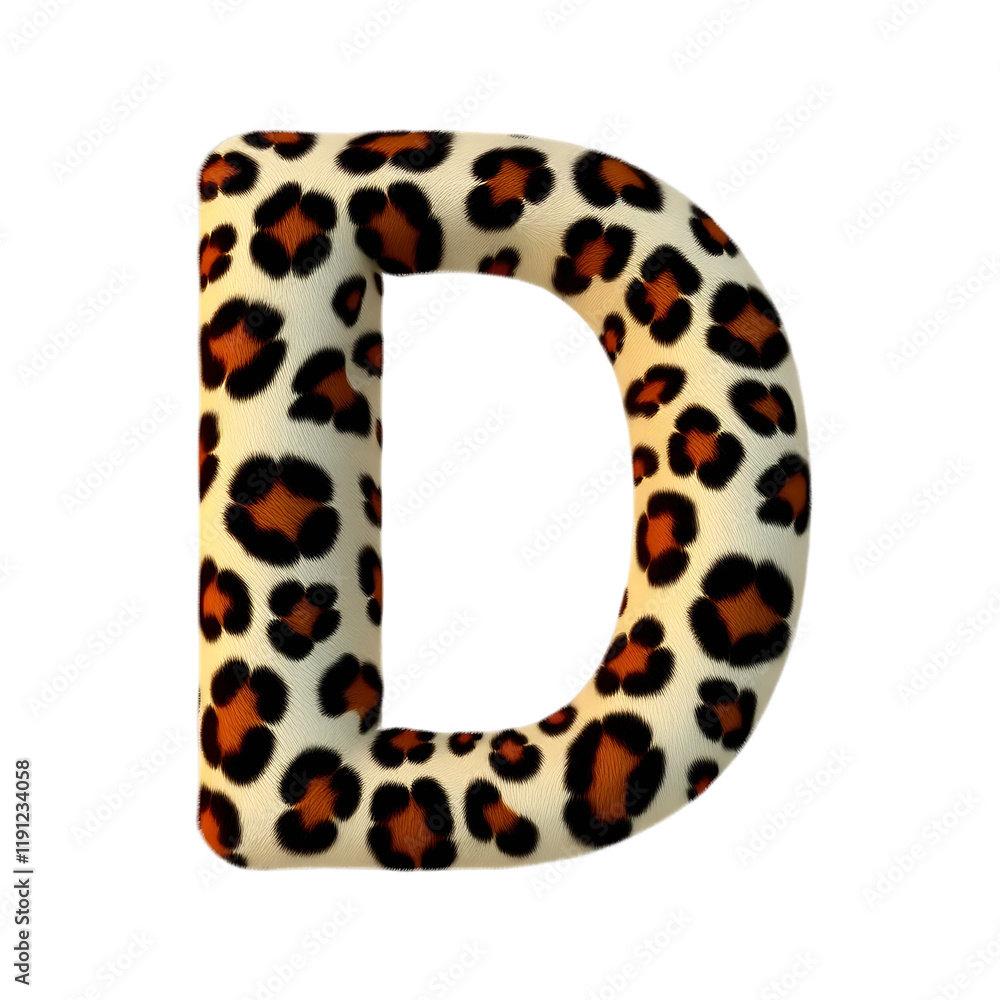 Realistic leopard print letter d isolated on transparent background ...