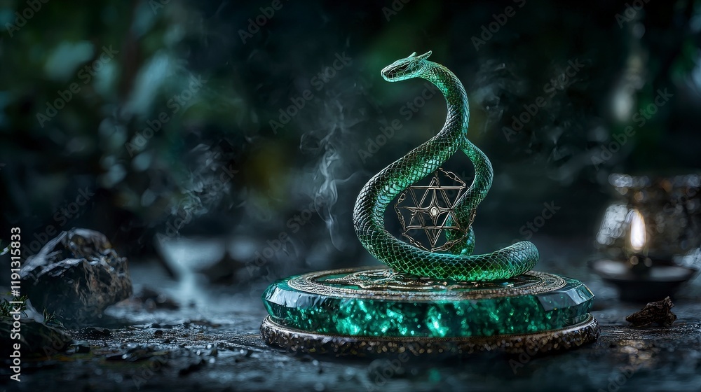 Mystical ananta naga yantra glowing in enchanted forest 3d artwork ...