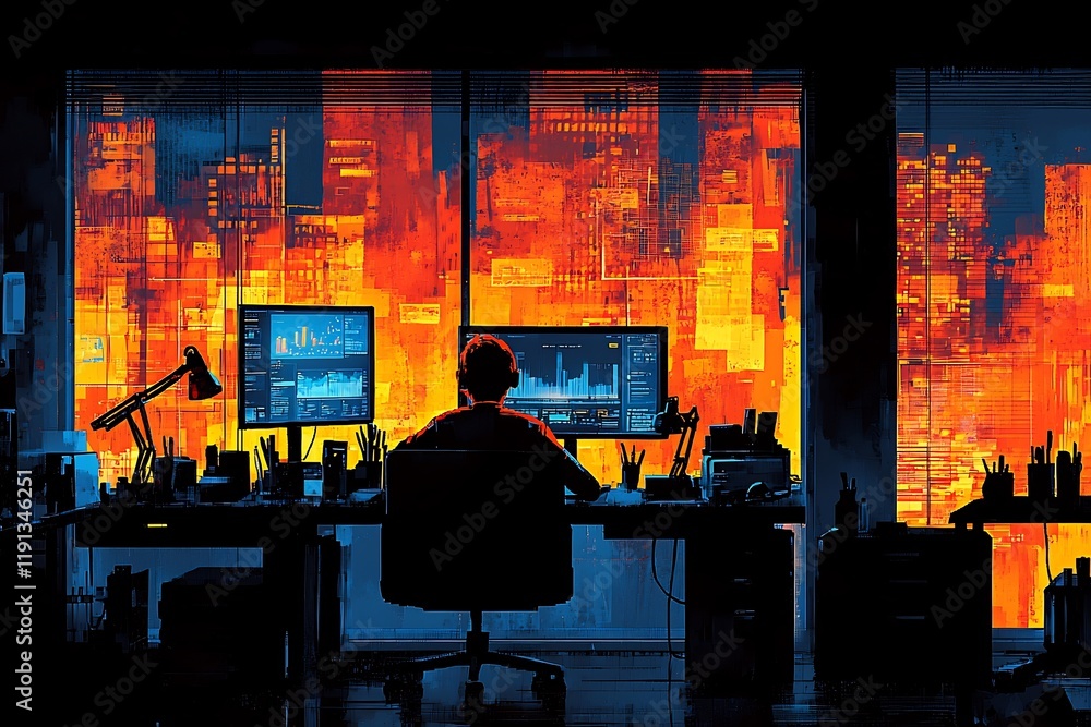 2d animation of a flat character typing at a computer with animated ...