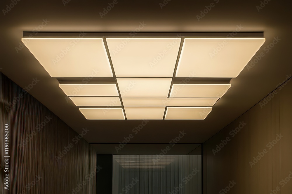 A ceiling fixture with frosted acrylic panels and concealed LEDs ...