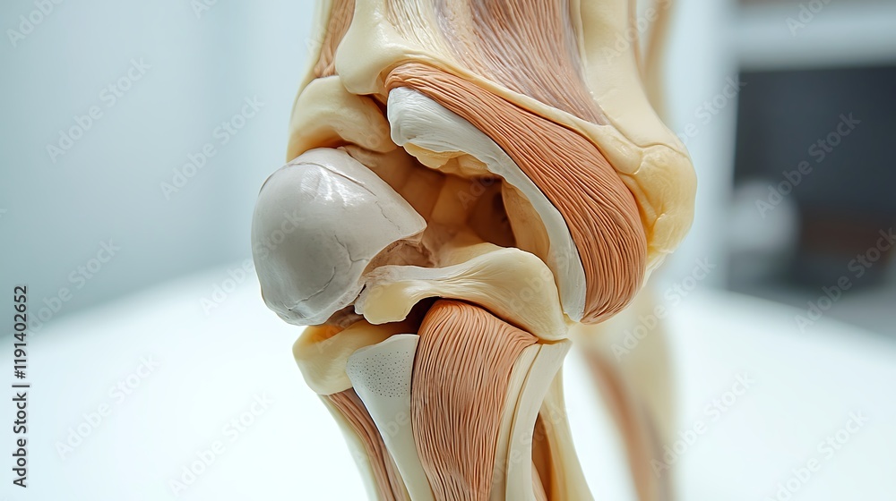 Cross-sectional anatomy of a human knee showing the joint ligaments and ...