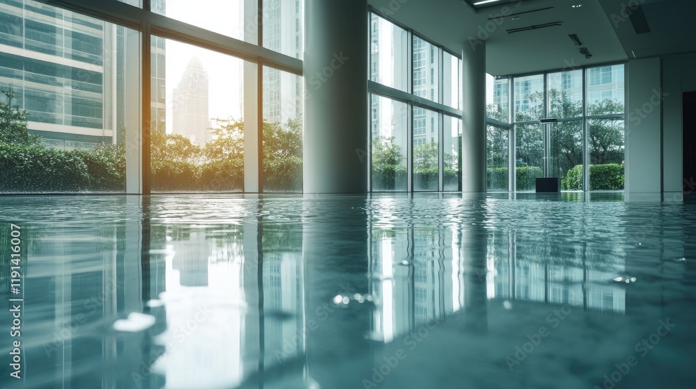 Fire safety engineers testing a sprinkler system in an open-plan high ...