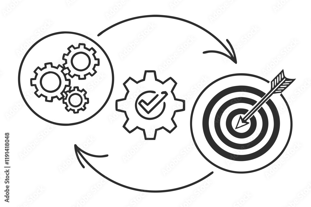 Vector de Stock Minimalist icon, gear wheel symbol, arrow circle ...