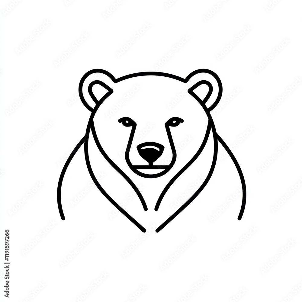 Polar bear line art, minimalist design, white background, wildlife ...