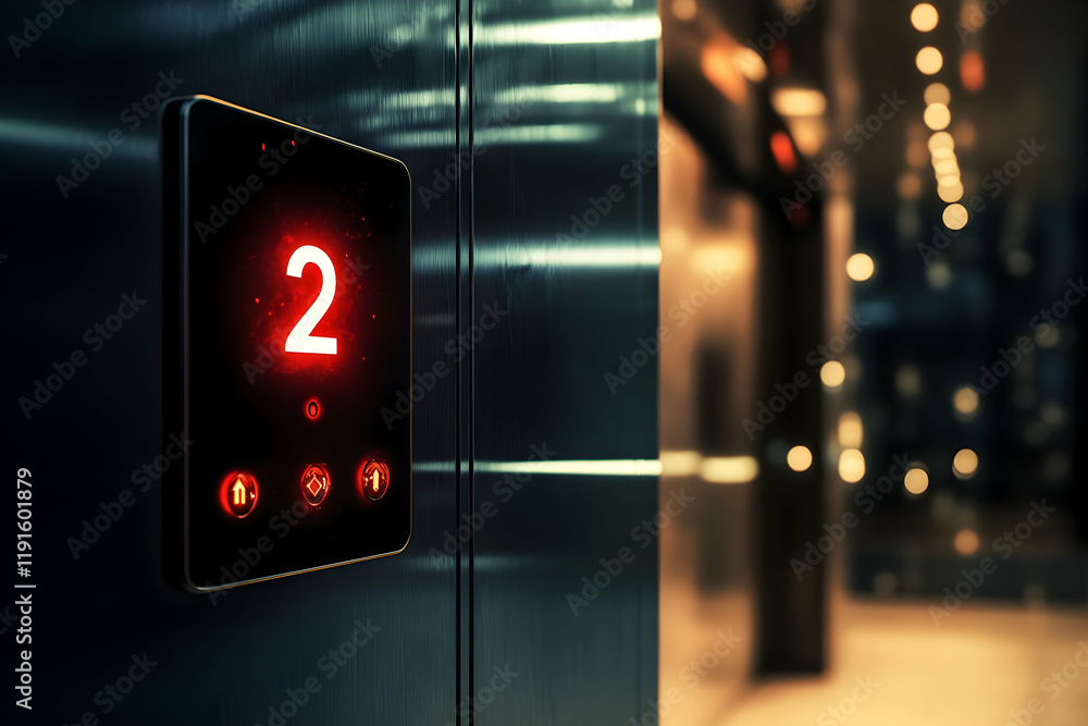 Elevator panel displaying floor number two with illuminated indicators Stock Illustration ...