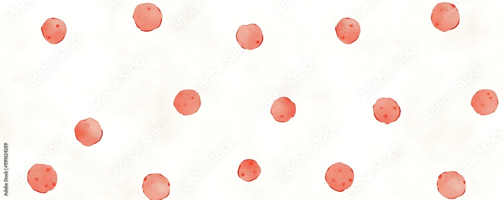 Minimalistic polka dot pattern with small red dots on a soft white ...