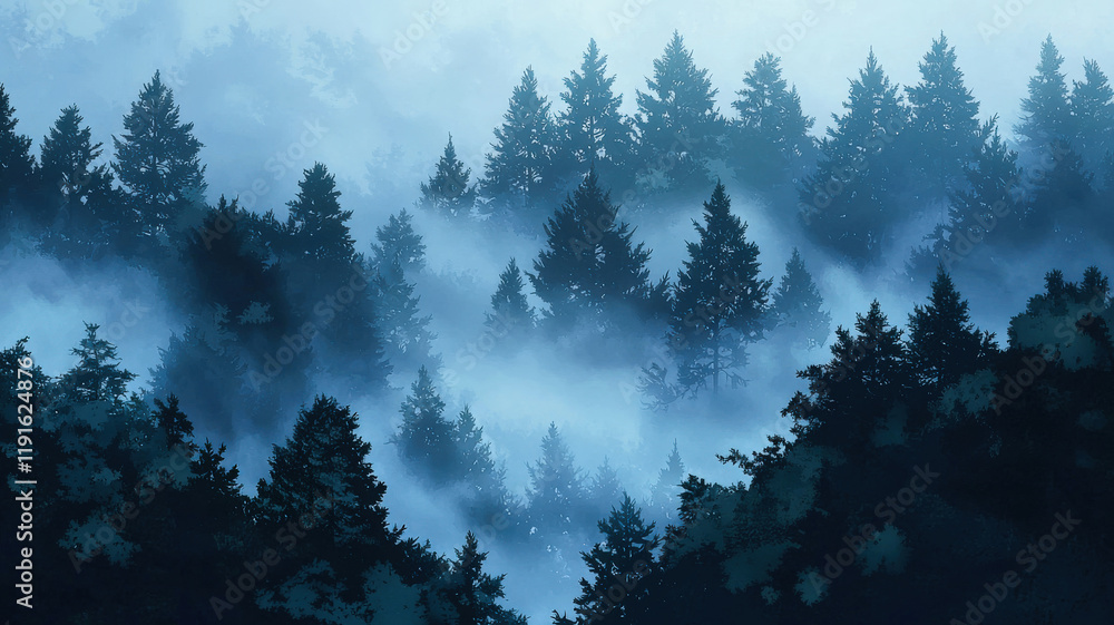 Mystical foggy forest wallpaper with tall, shadowy trees disappearing ...
