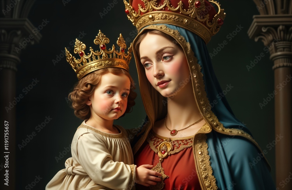 Blessed Virgin Mary holds baby Jesus. Religious artwork Mary, Jesus ...