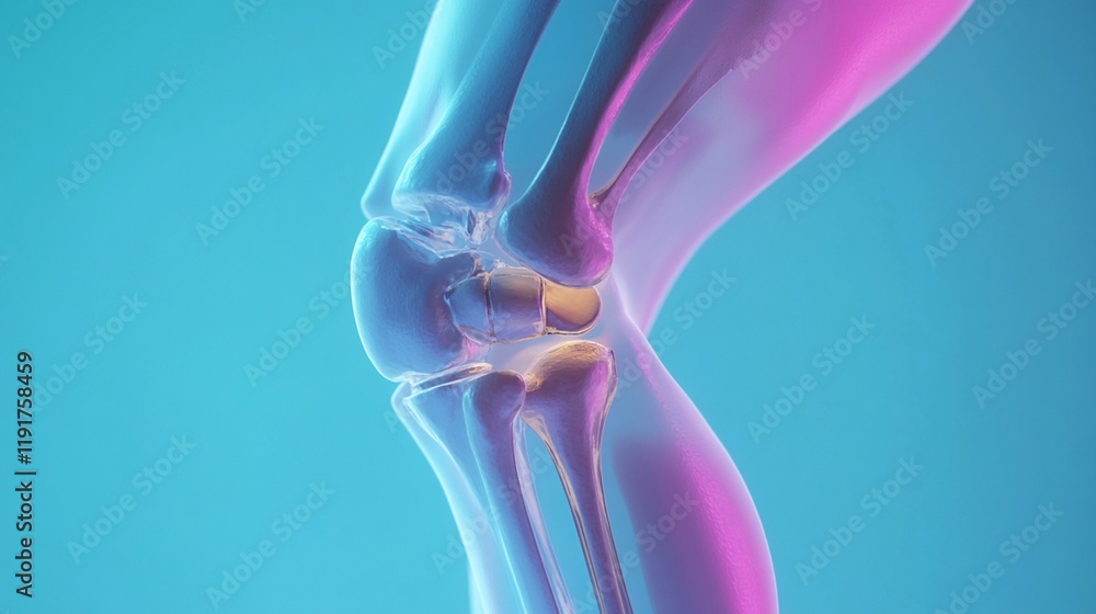 A side view X-ray illustrating knee arthroplasty, showing the knee ...