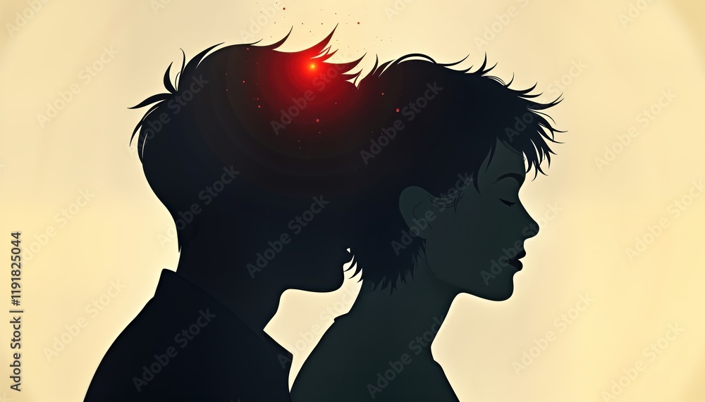 Silhouette illustration of two people. Person with shadowed figure ...