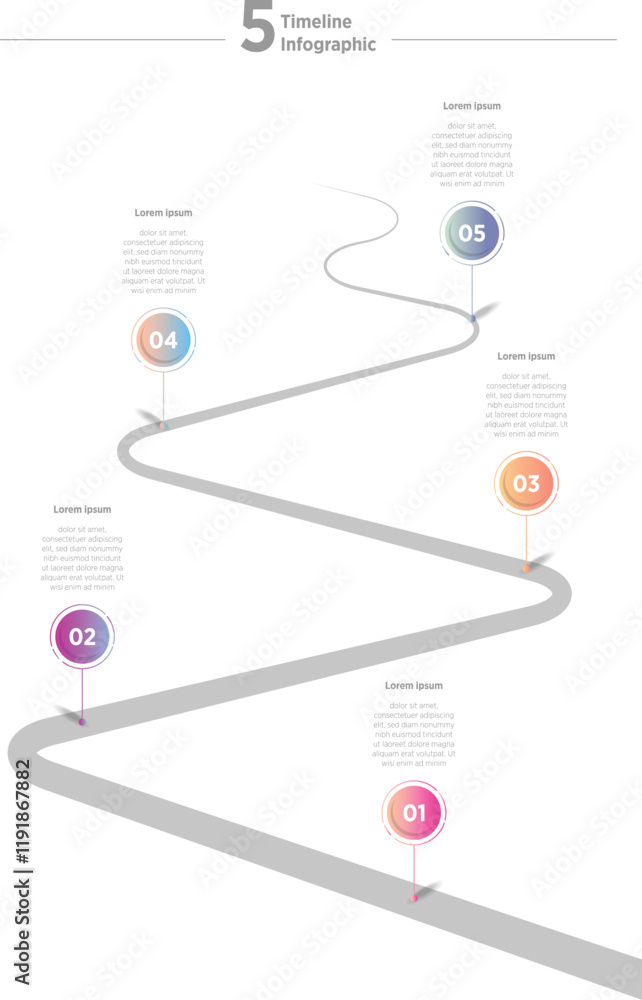 Colorful Modern Process flow infographic vertical sequence. Workflow timeline. Storytelling ...