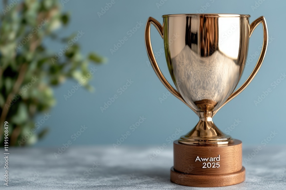 Engraved trophy: award inscription, 2025 year, golden prize, victory ...