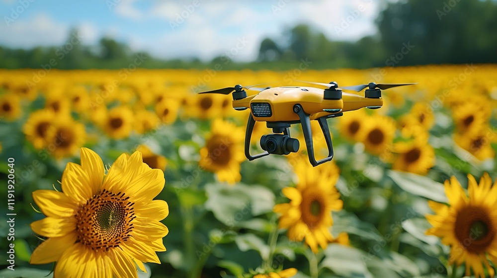 Aipowered drones hovering over sunflower fields scanning pests and ...