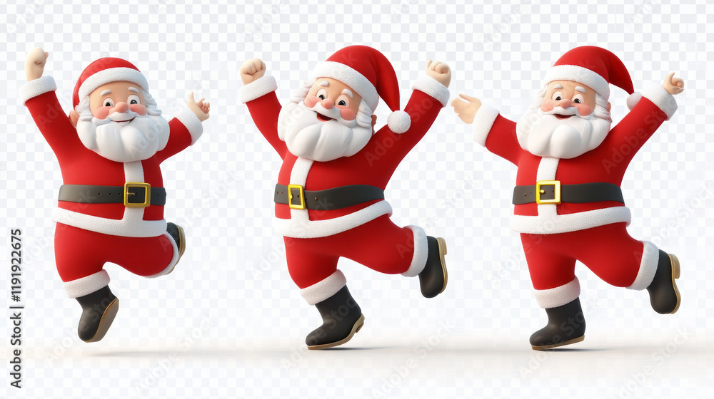 3D Santa Claus jumping animation with jolly cartoon illustration for ...