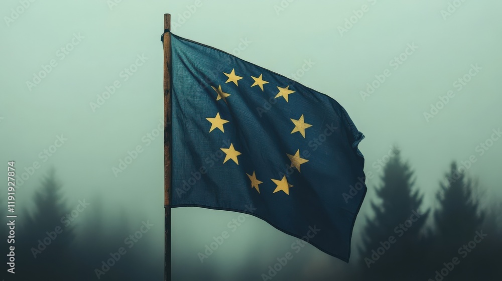 Pan-European flag, symbolizing unity and cooperation across Europe. A ...