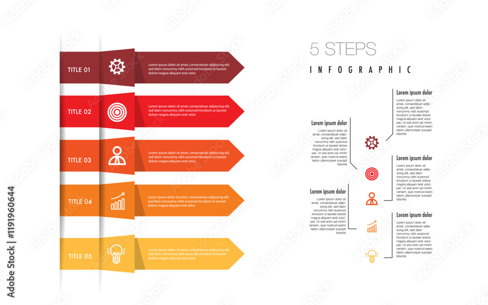 infographic template 5 step for business direction, marketing strategy ...