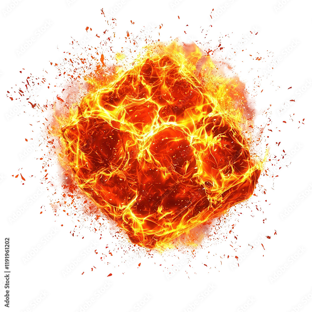 Explosive fireball burst digital art transparent background vivid ...