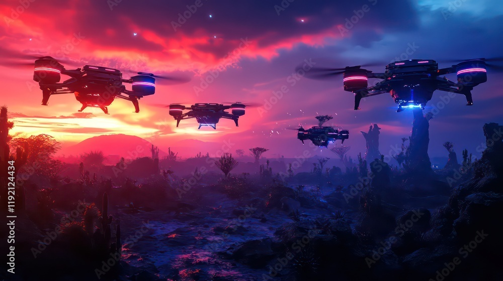 Military Combat Drones in Action – Explosive Battlefield with ...