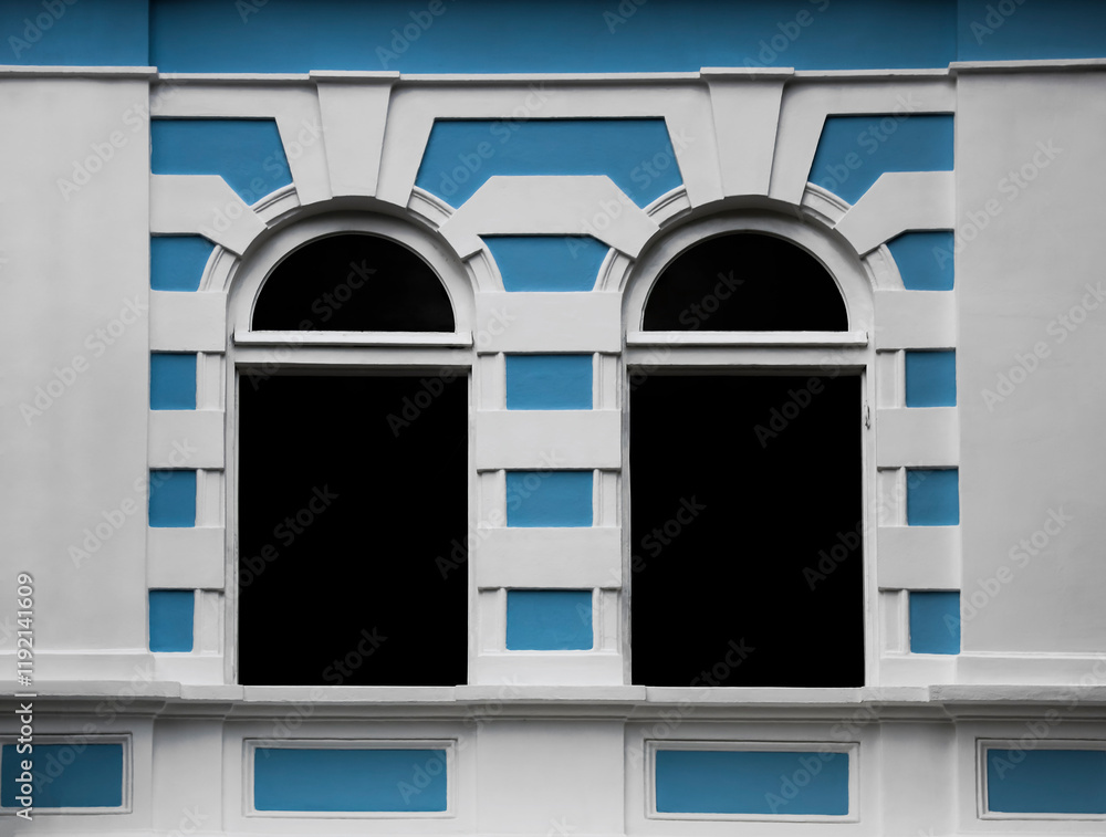 mock-up Classic Arched Window with Ornate Details - isolated on black ...