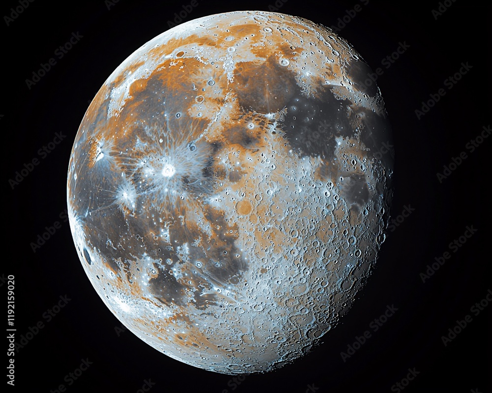 High-resolution image of the Moon's surface, showcasing craters ...