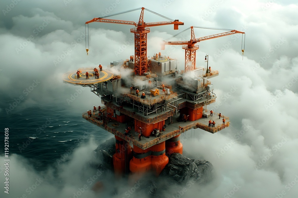 Colossal Offshore Oil Platform Under Construction Amid Turbulent ...