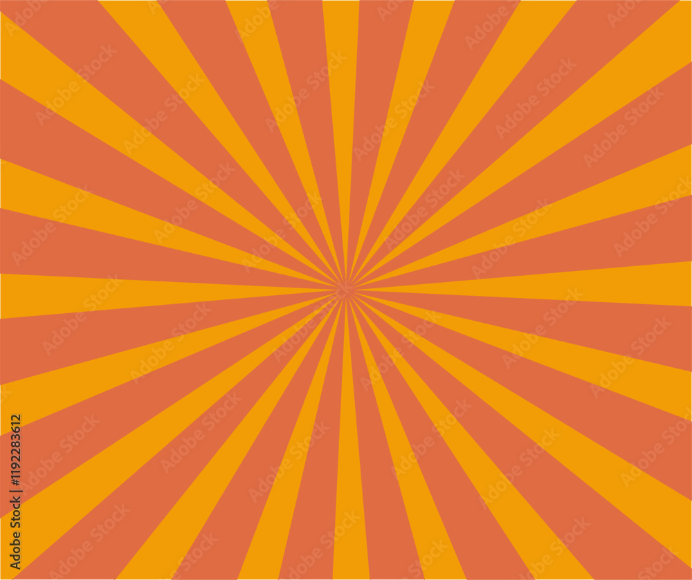 Red and orange retro vintage radial line comic book background ...