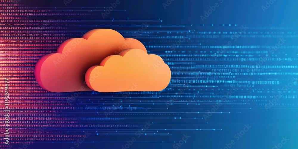 machine learning deep learning optimization concept. Digital clouds with data streams ...