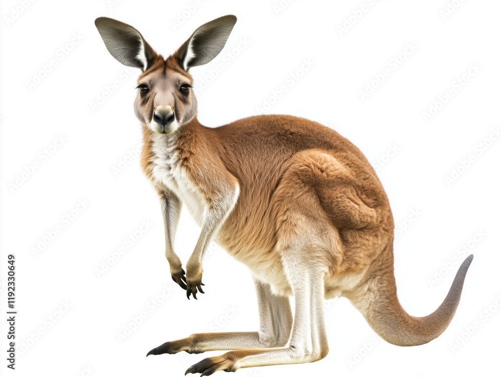 This artwork showcases a kangaroo in a standing position, highlighting ...