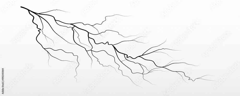 Realistic lightning flash effect, thunderstorm and lightning. Shining ...