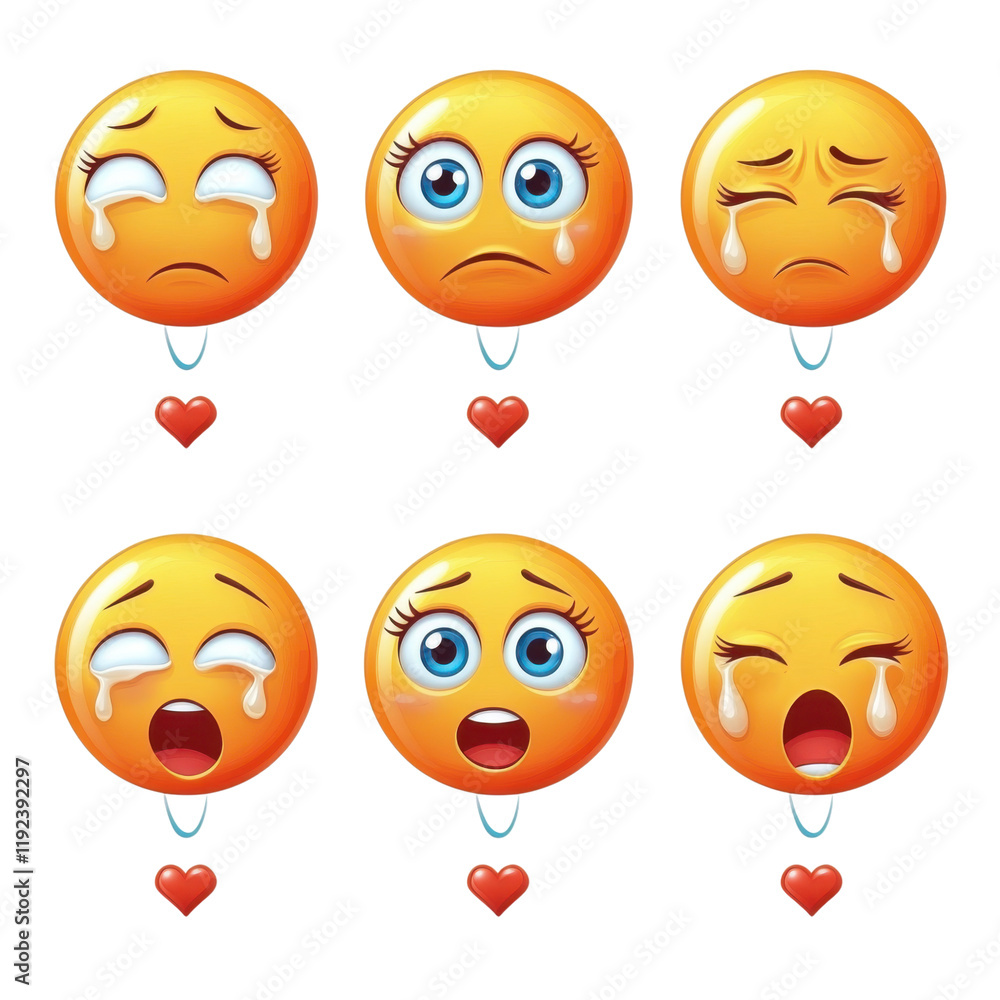 Emojis representing various emotions, including sadness and crying ...