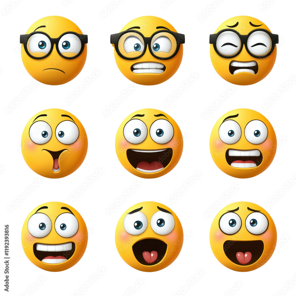 Emojis representing various emotions, including happiness, surprise ...