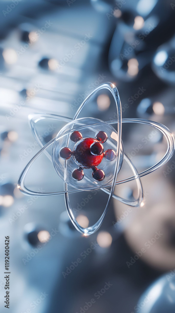 Atomic Structure A 3d Rendering Of An Atoms Nucleus And Orbitals