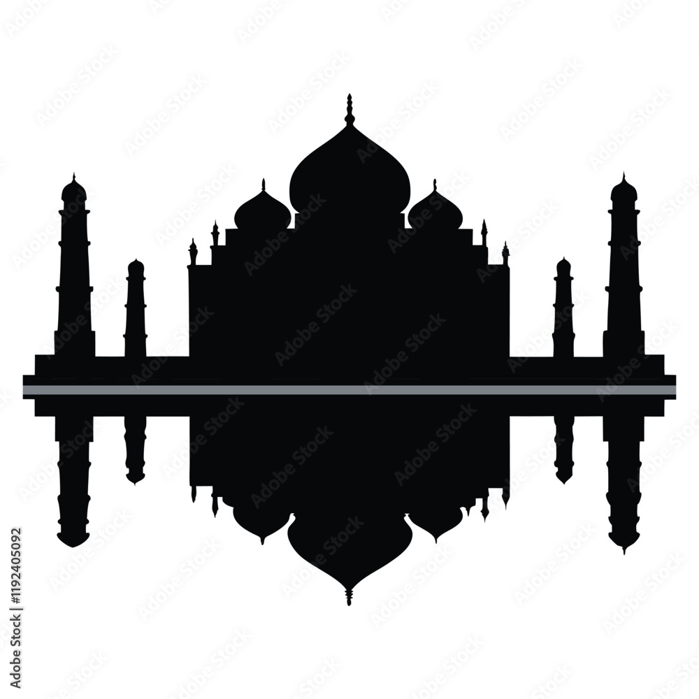 taj mahal silhouette, iconic architecture, symmetrical reflection ...