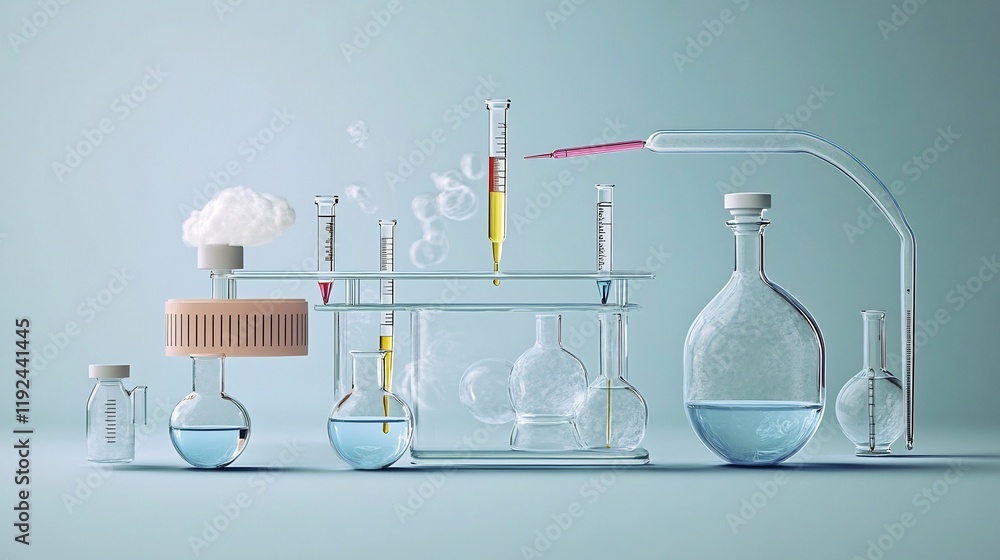 Symbolic depiction of titration processes featuring laboratory ...
