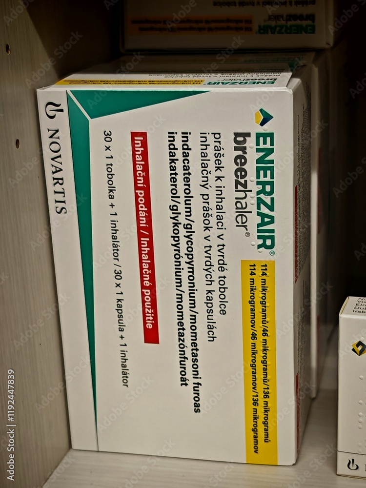 Prague,Czech Republic-January 8 2025: Enerzair is a combination inhaler ...